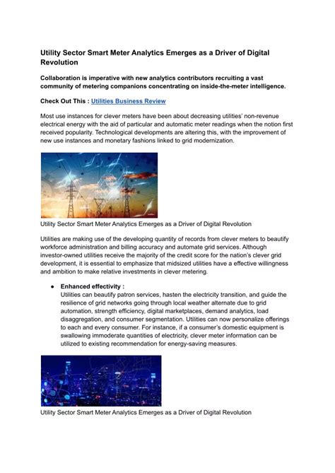 Ppt Utility Sector Smart Meter Analytics Emerges As A Driver Of