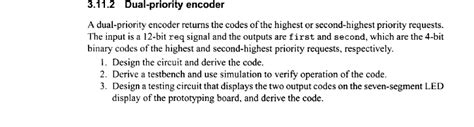 Solved Dual Priority Encoder A Dual Priority Encoder Chegg