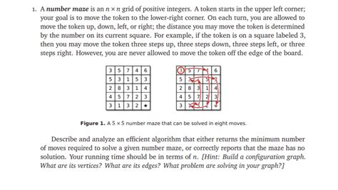 Solved 1 A Number Maze Is An N X N Grid Of Positive