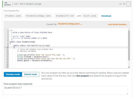 Solved 13 Points Student List App See ZyLab 4 6 The Chegg