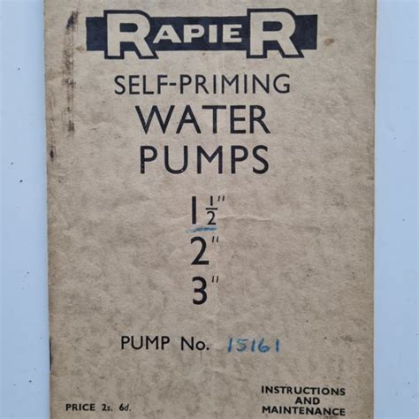 Rapier Self Priming Water Pumps 1 5 2 3 Parts And Operators Manual