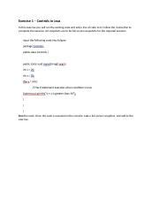 Exercise Week C Docx Exercise Controls In Java In This Exercise You Will Run The
