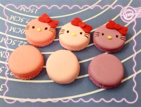 Hello Kitty Macarons Fondant Cake Topper Hello Kitty Party Fondant