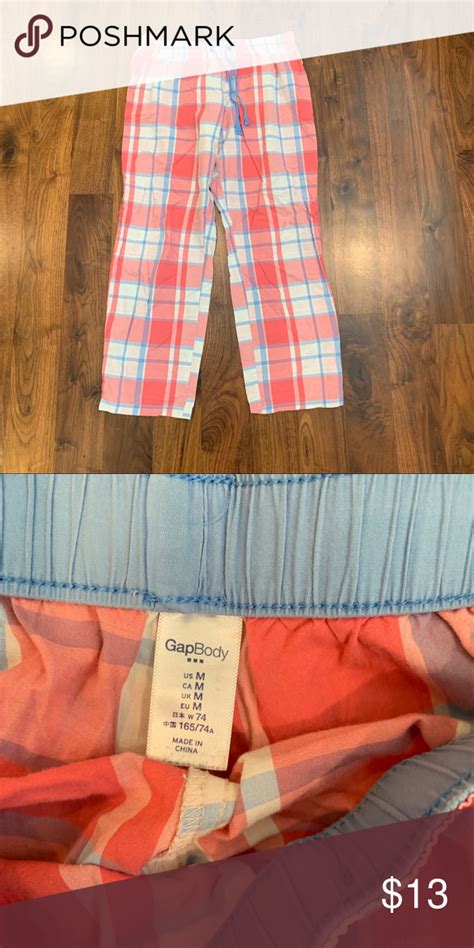 Gap Body Cherry Redsky Blue Gingham Pajama Pants Blue Gingham Gap