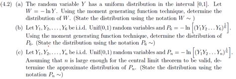 Solved A The Random Variable Y Has A Uniform Distribution Chegg