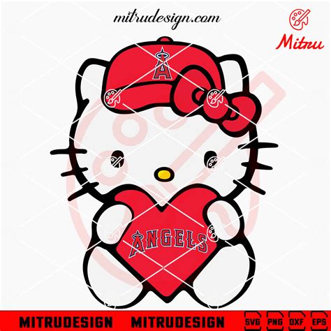 Hello Kitty Los Angeles Angels Heart Svg Png Dxf Eps Cut Files