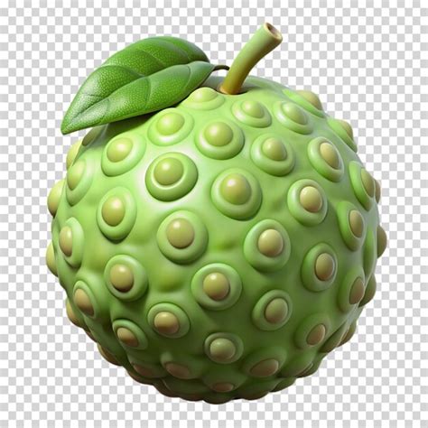 A 3d Soursop Isolated On Transparent Background Premium AI Generated PSD