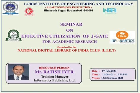 Seminar On Effective Utilization Of J Gate Lords Institute Of