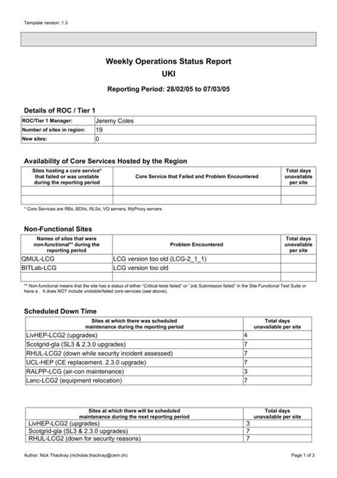10 Weekly Operations Report Examples Pdf Word Pages With Manager