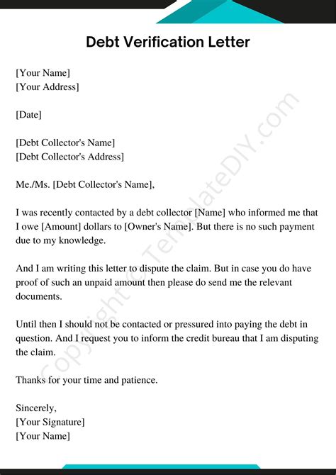 Debt Verification Letter Sample And Examples Word