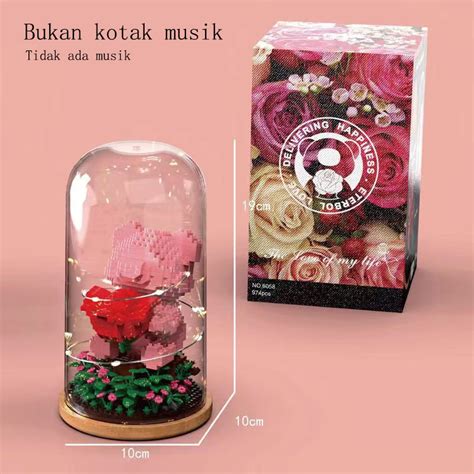 Jual Mainan Balok Susun Kotak Musik Bunga DIY Flower Block Hari