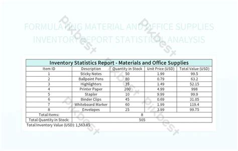 เทมเพลต Excel รายงานสินค้าคงคลังทุกชนิดของสถิติสินค้าในรูปแบบเอกสารคำ ดาวน์โหลดฟรี Pikbest