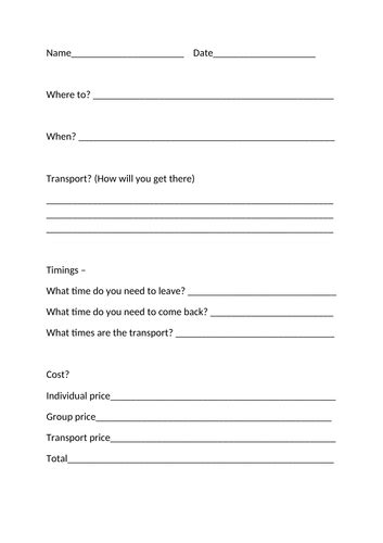 Journey Plan Teaching Resources