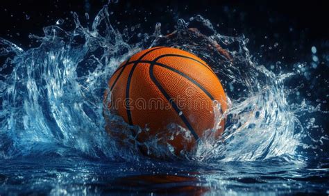 Basketball Splashing In Water Creating Dynamic Motion And Energy Stock Image Image Of Action