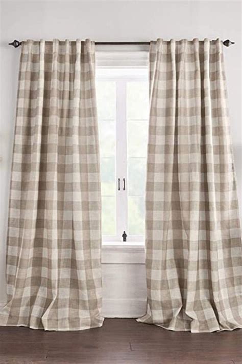 Sale Ecru Buffalo Plaid Curtains Etsy