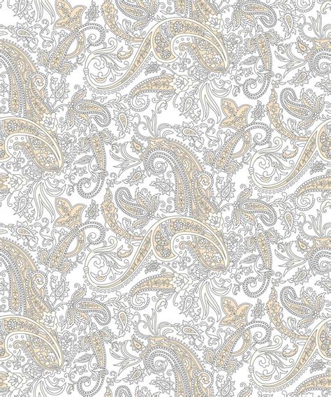 Seamless Asian Silky Paisley Pattern Design Stock Vector Illustration
