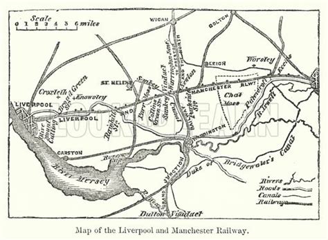 Map Of The Liverpool And Manchester Railway Stock Image Look And Learn