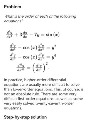 Order Of Differential Equations Studocu