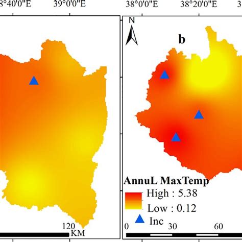 Spatial Variations Of A Annual Minimum And B Maximum Temperature Trends