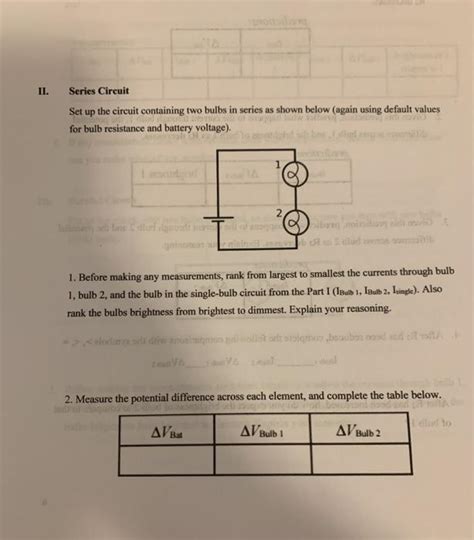 solved 11 series circuit set up the circuit containing two