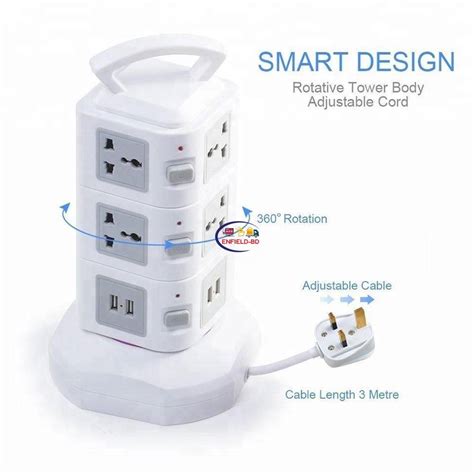 Multifunctional Multiplug 3 Tier 3 Layer Vertical Socket