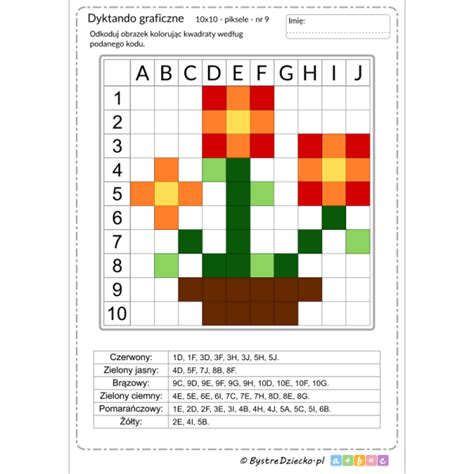 Kolorowe Dyktando Graficzne 10x10 Czekoladowa Babeczka Z Kremem