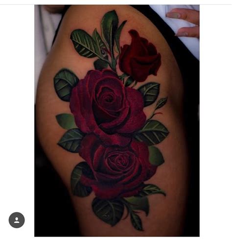 Rose Tattoo Designs Thigh Realistic Portrait Tattoos
