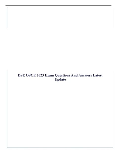 Dse Osce 2023 Exam Questions And Answers Latest Update Dse Osce Dseosce Stuvia Us