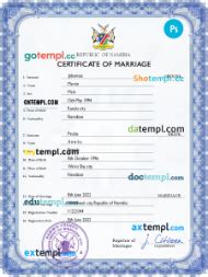 Namibia Marriage Certificate Psd Fake Template Completely Editable