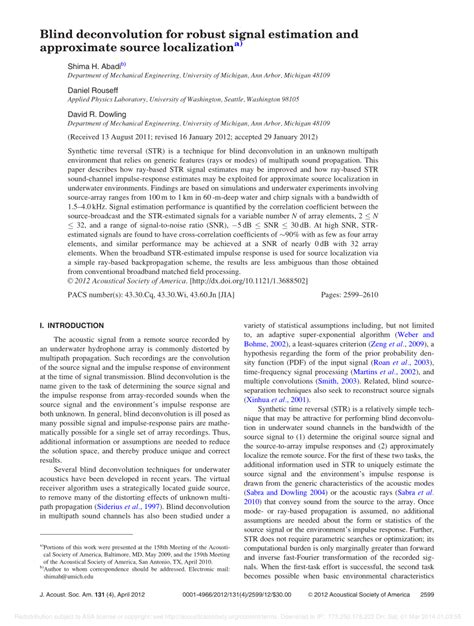 Pdf Blind Deconvolution For Robust Signal Estimation And Approximate