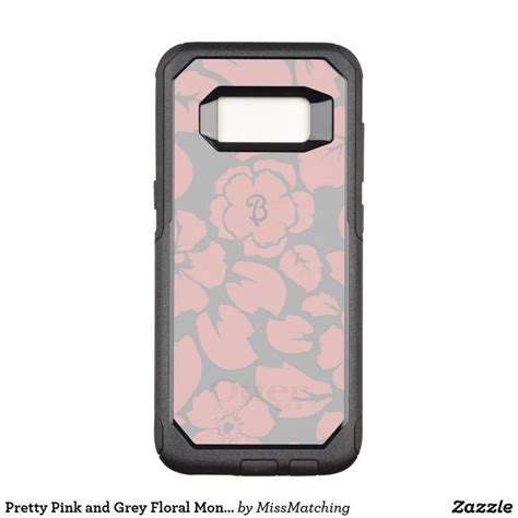 Pretty Pink And Grey Floral Monogram Otterbox Commuter Samsung Galaxy