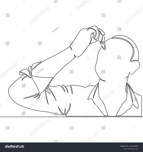 Continuous One Single Line Drawing Man Stock Vector Royalty Free