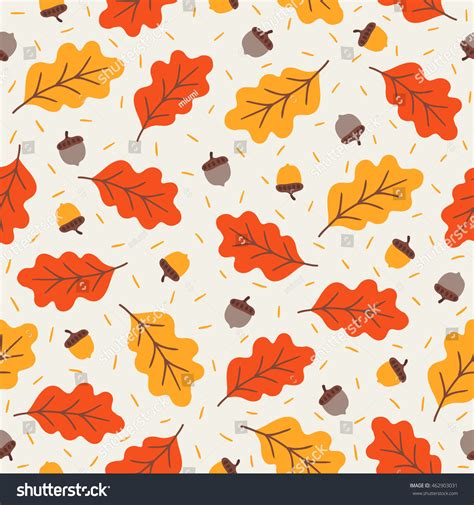 Seamless Pattern Acorns Autumn Oak Leaves Stock Vector Royalty Free 462903031 Shutterstock