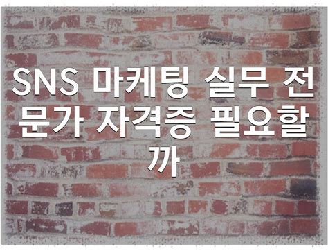 Sns 마케팅 실무 전문가 자격증 필요할까 유망 자격증 써머리