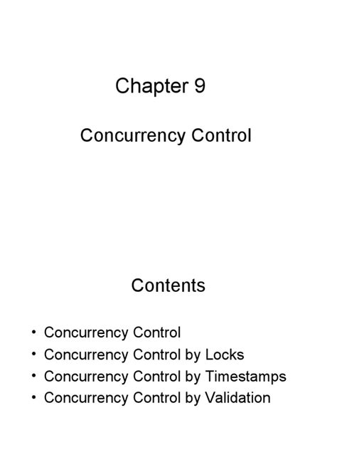 Concurrency Control Contents Concurrency Control Concurrency Control