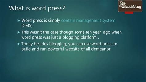 Wordpress Introduction Ppt