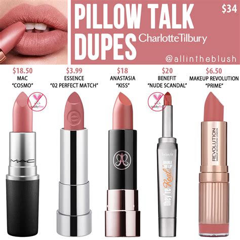 Charlotte Tilbury Pillow Talk Matte Revolution Lipstick Dupes All In