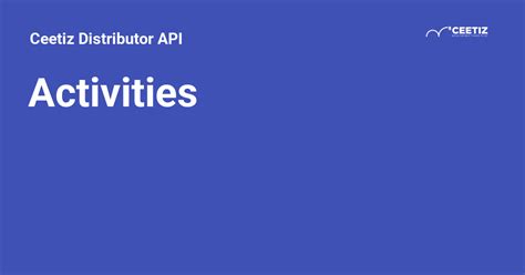 Activities Ceetiz Distributor API