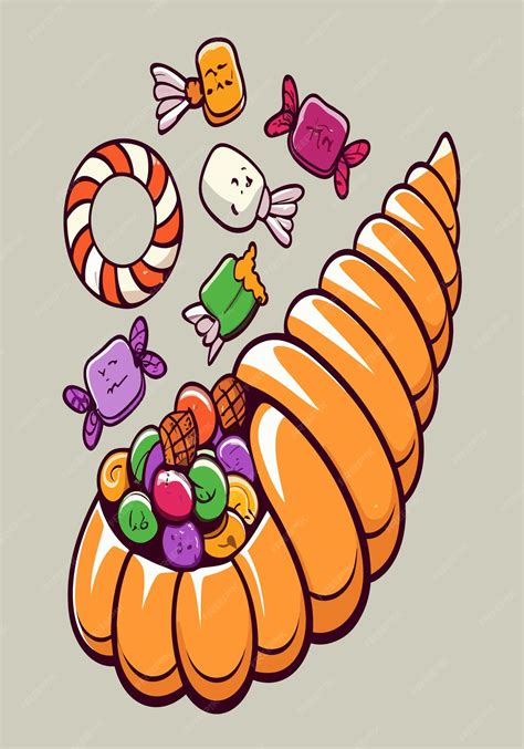 Premium Vector Halloween Candy Cornucopia Vector Clipart 2d Design