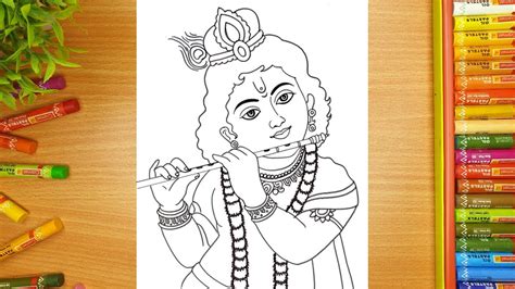 How To Draw Lord Krishna Step By Step Simple Pencil Drawing Of Lord