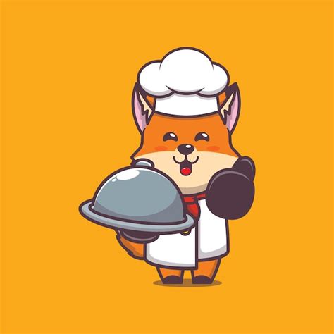 Premium Vector Cute Fox Chef Illustration Character
