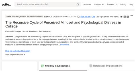 [citation Report] The Recursive Cycle Of Perceived Mindset And