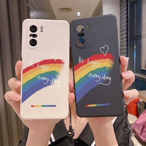 เคสโทรศัพท์มือถือแบบนิ่ม ลายการ์ตูนสายรุ้ง พร้อมสายคล้อง สําหรับ