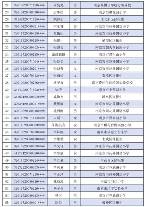 2020年南外雨花国际学校小升初电脑派位公示名单及结果查询网址小升初网