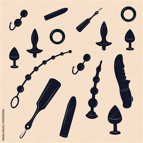 Set Of Sex Toys Set Of Adult Toys Accessories For Sex Vector Set In