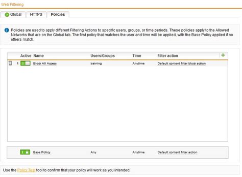 Web Filter Policy For User Group Not Working Web Protection Web