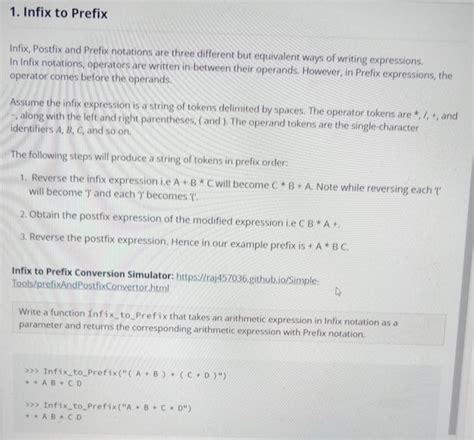 solved 1 infix to prefix infix postfix and prefix