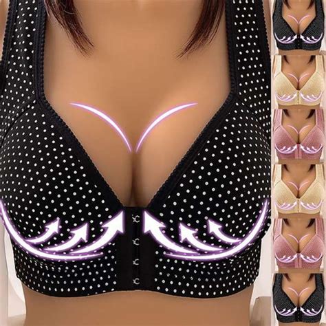 Womens Plus Size Push Up Bra Soft Cup Gathered Adjustment Bra Cute