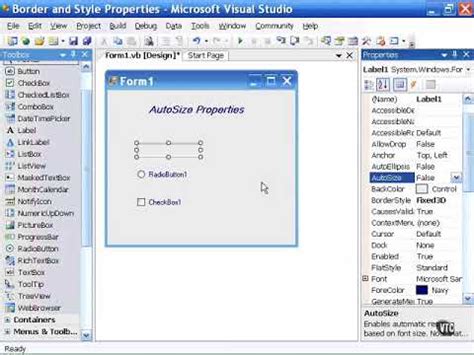 Vb Visual Basic Control Properties Autosize Property