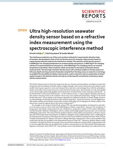 Pdf Ultra High Resolution Seawater Density Sensor Based On A Refractive Index Measurement